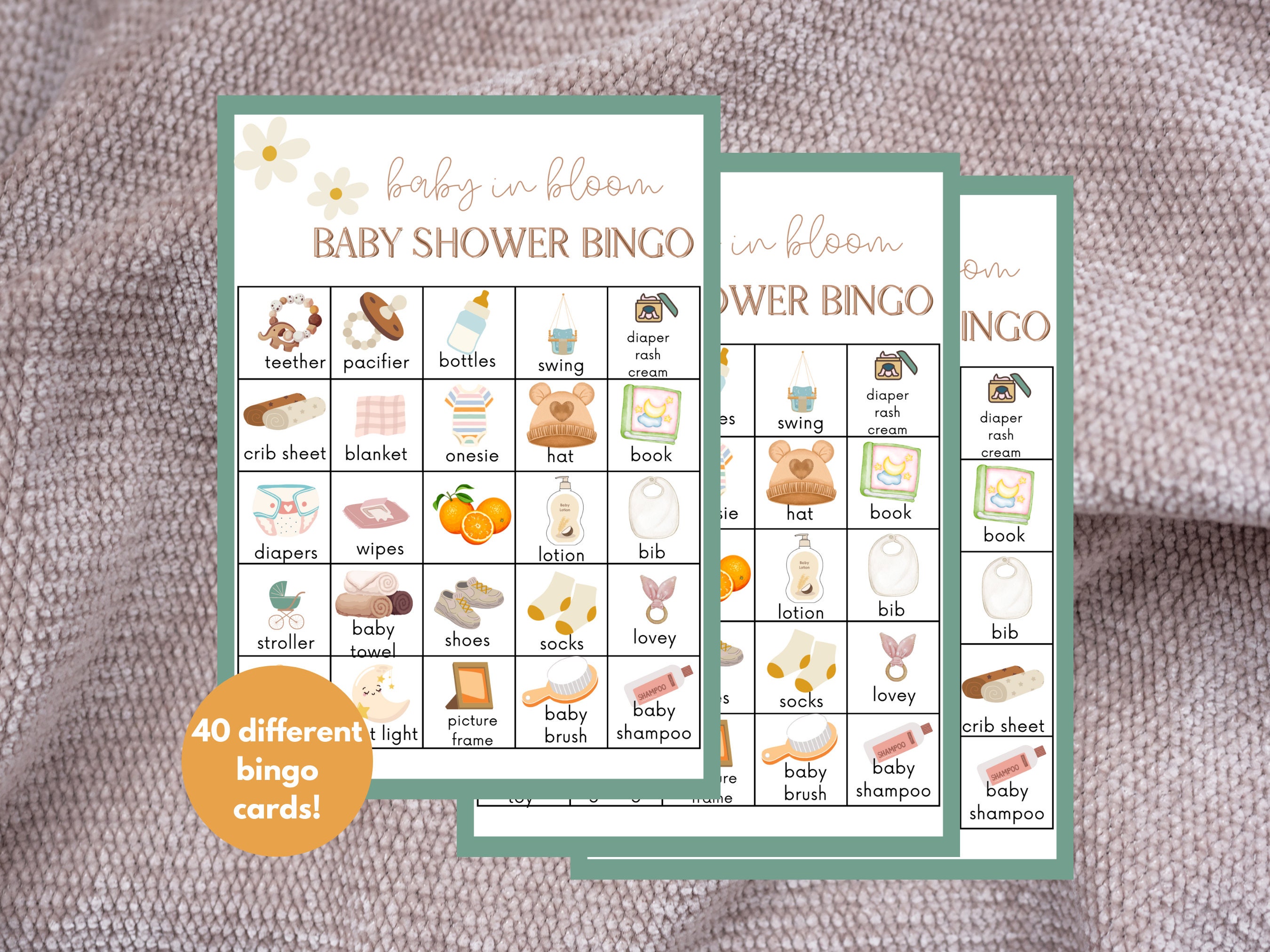 Baby in Bloom Bingo Game - Fun Baby Shower Activity - Instant Download ...