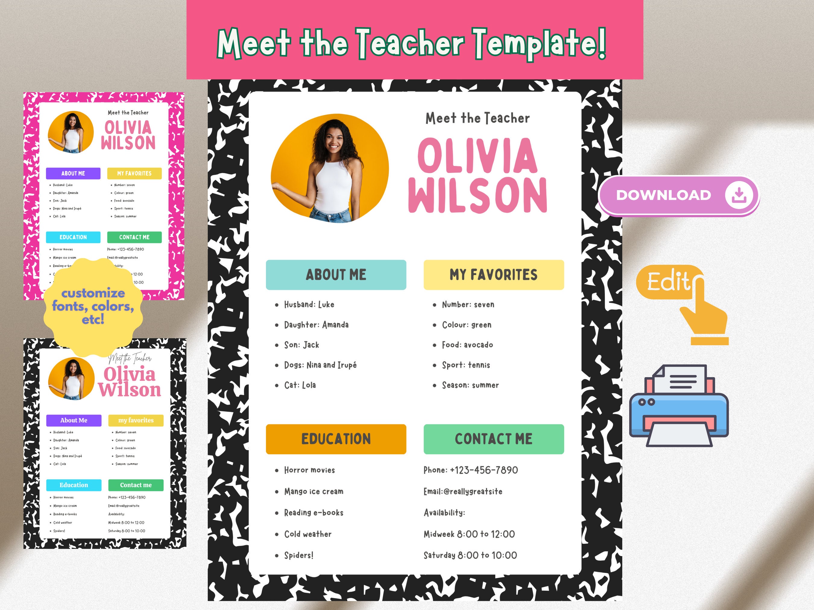 Terrazzo Editable Meet the Teacher Template - Printable Composition ...