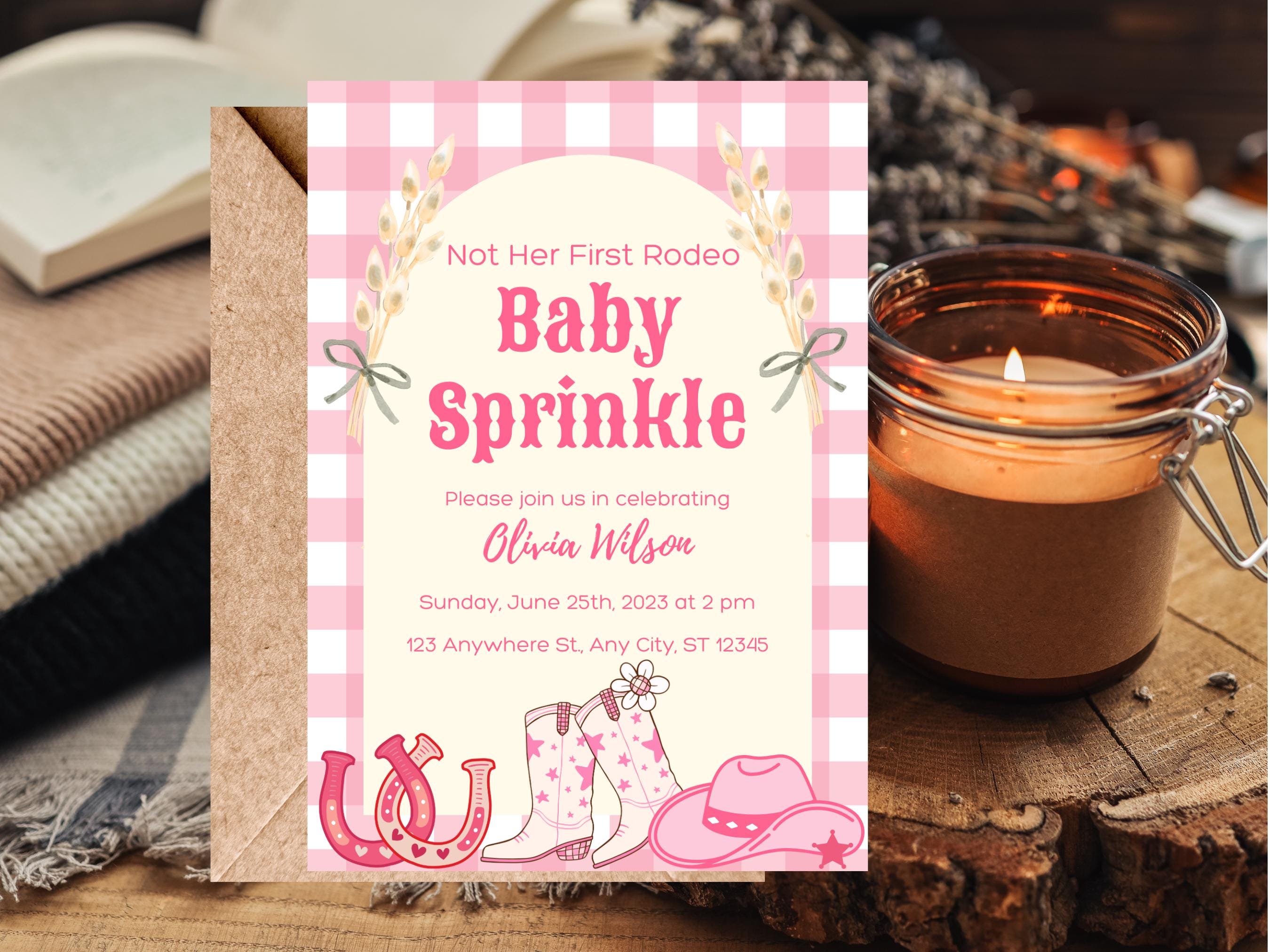 First Rodeo Baby Shower Invite - Cowgirl Theme Baby Shower Invitation ...