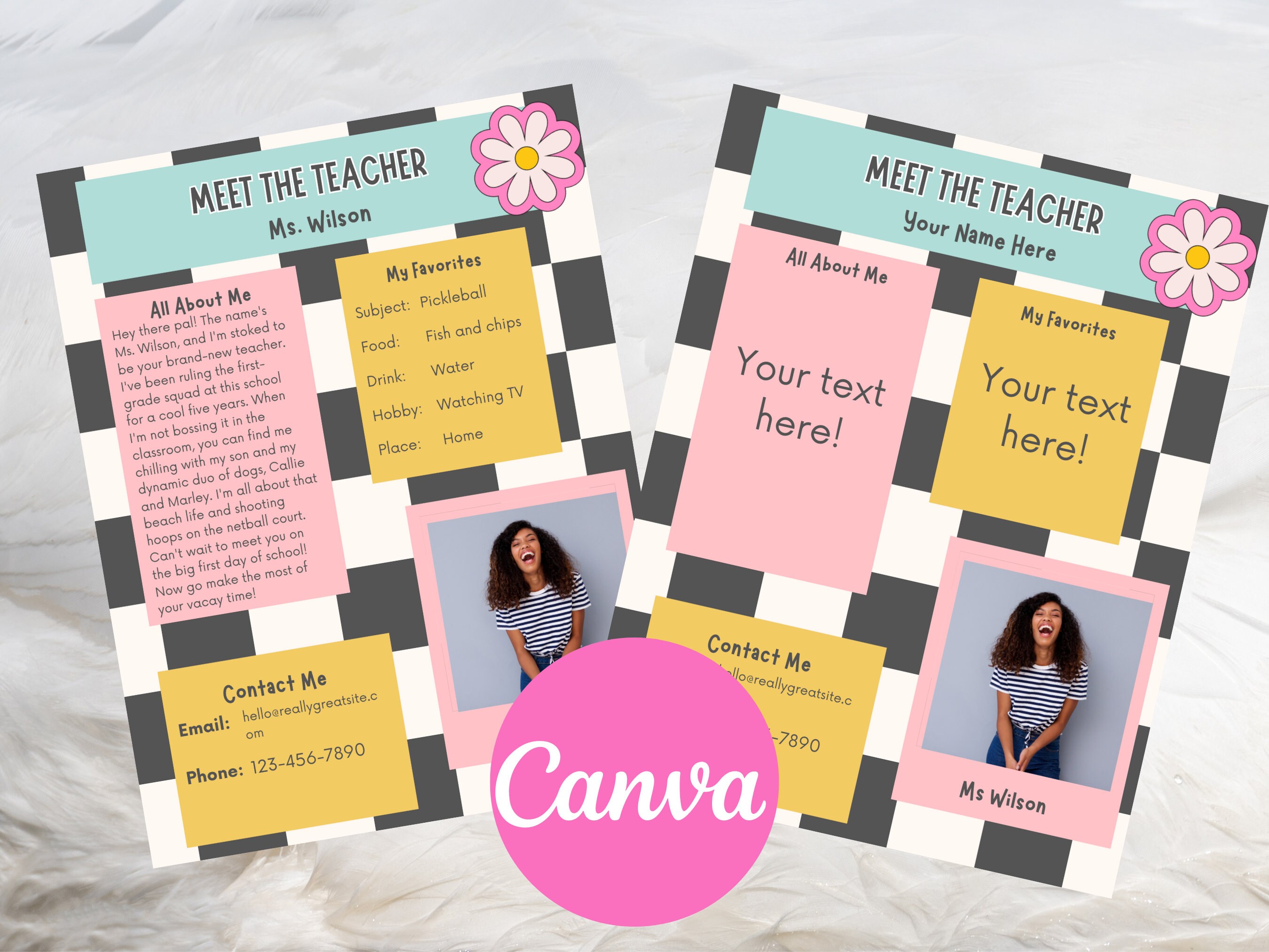 Aesthetic Meet the Teacher Template Printable Retro Groovy Design for ...
