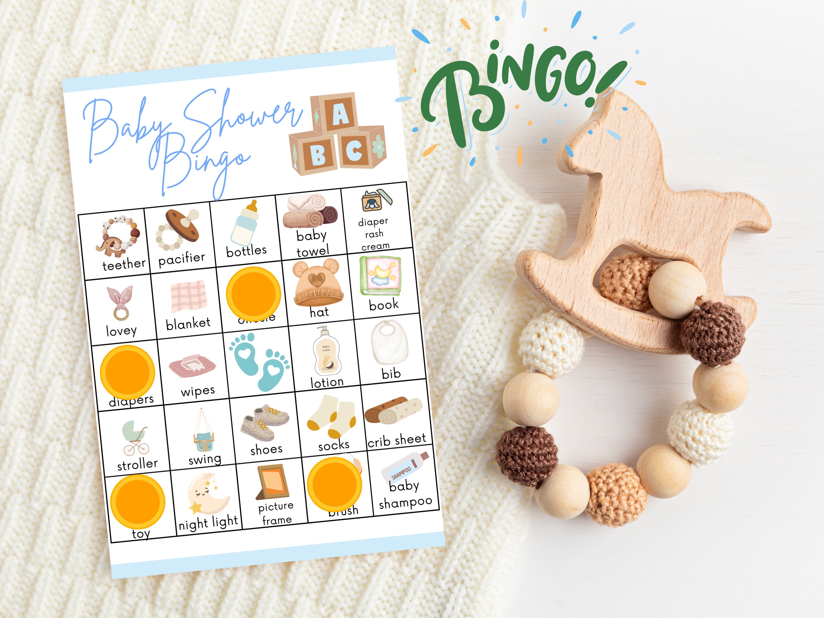 Baby Boy Shower Bingo Game - Printable Baby Bingo Cards - Boy Baby ...