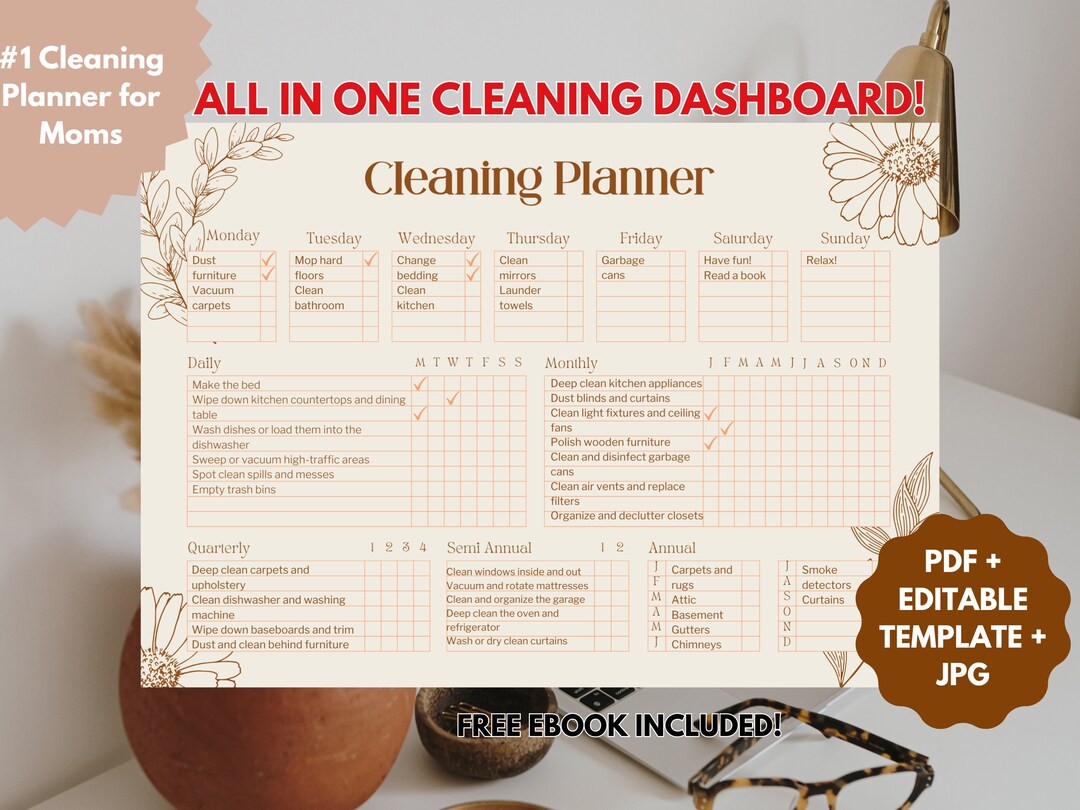 Aesthetic Cleaning Checklist With FREE EBOOK- Printable Cleaning - Stay ...