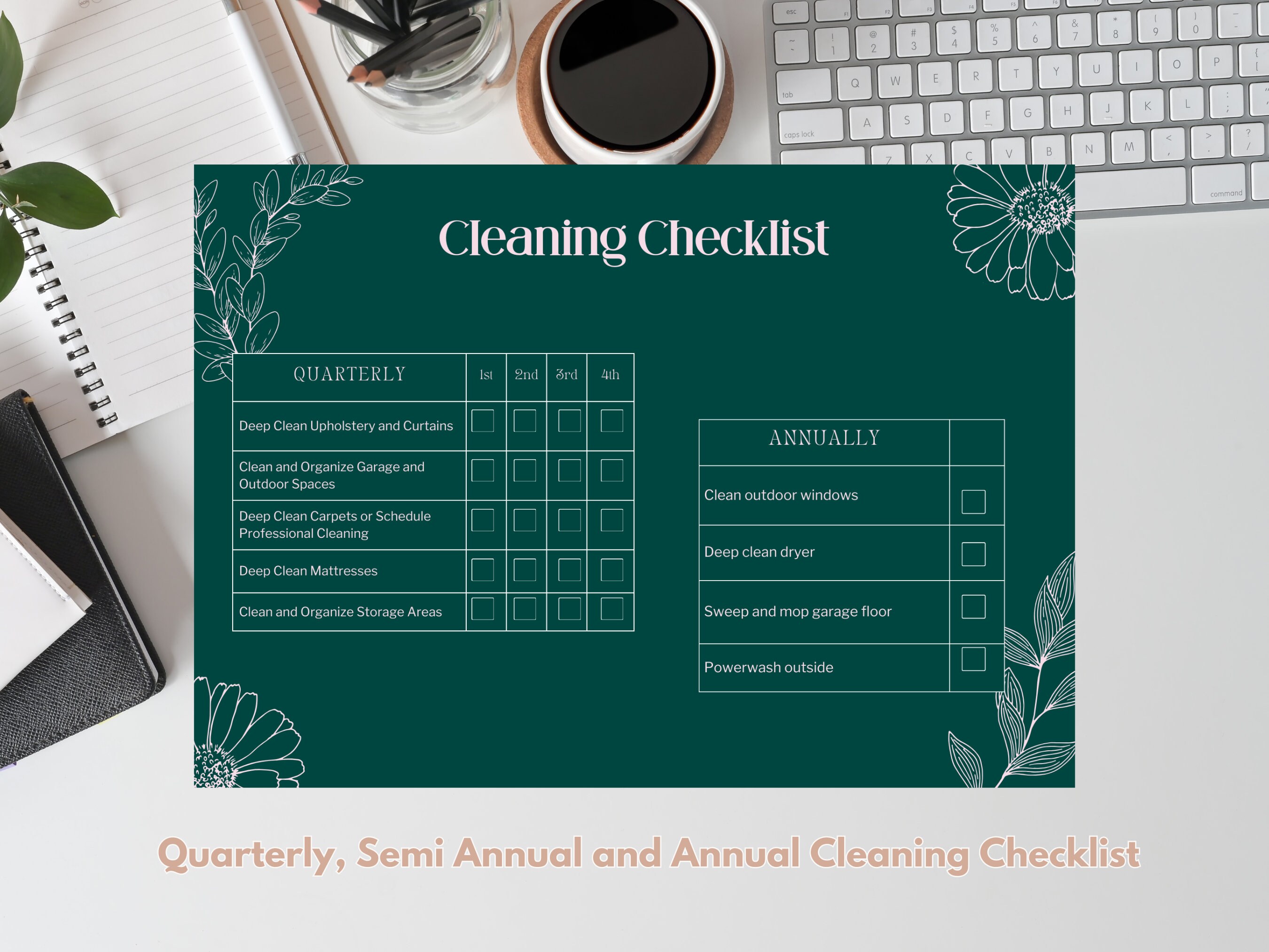 Aesthetic Cleaning Checklist Bundle- Stay at Home Mom Cleaning Schedule ...