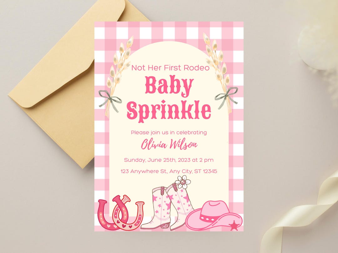 First Rodeo Baby Shower Invite - Cowgirl Theme Baby Shower Invitation ...