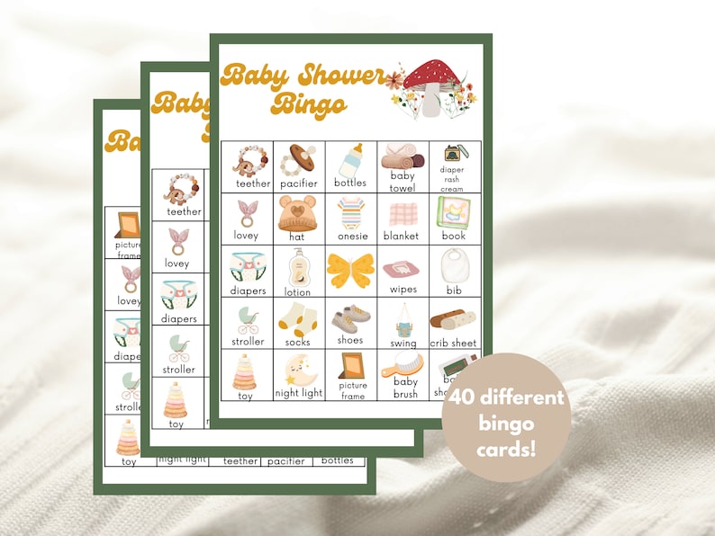 Cottagecore Baby Shower Bingo Printable - Vintage Inspired Rustic ...