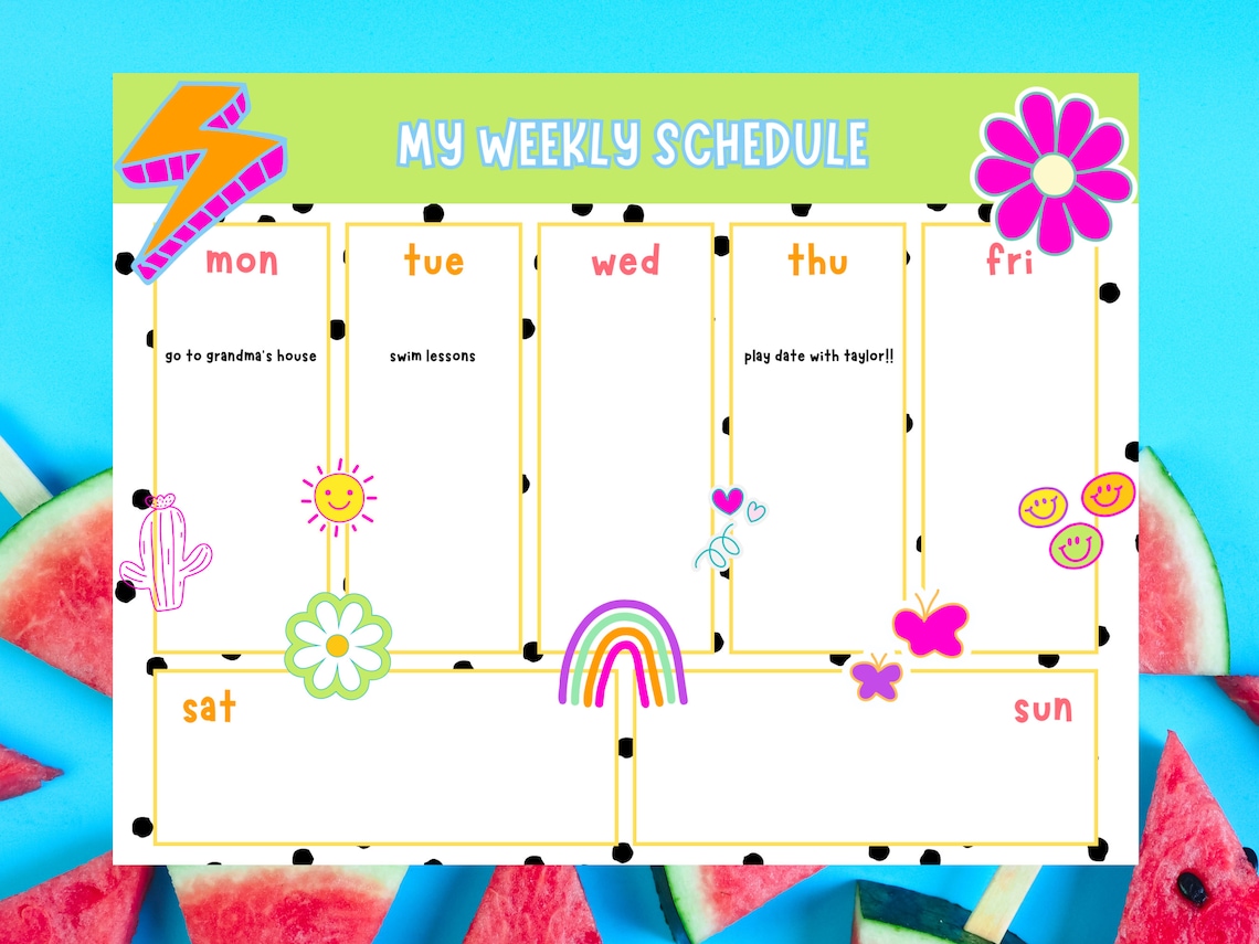 Kids Summer Schedule and Chore Chart - Homeschool Weekly Schedule ...