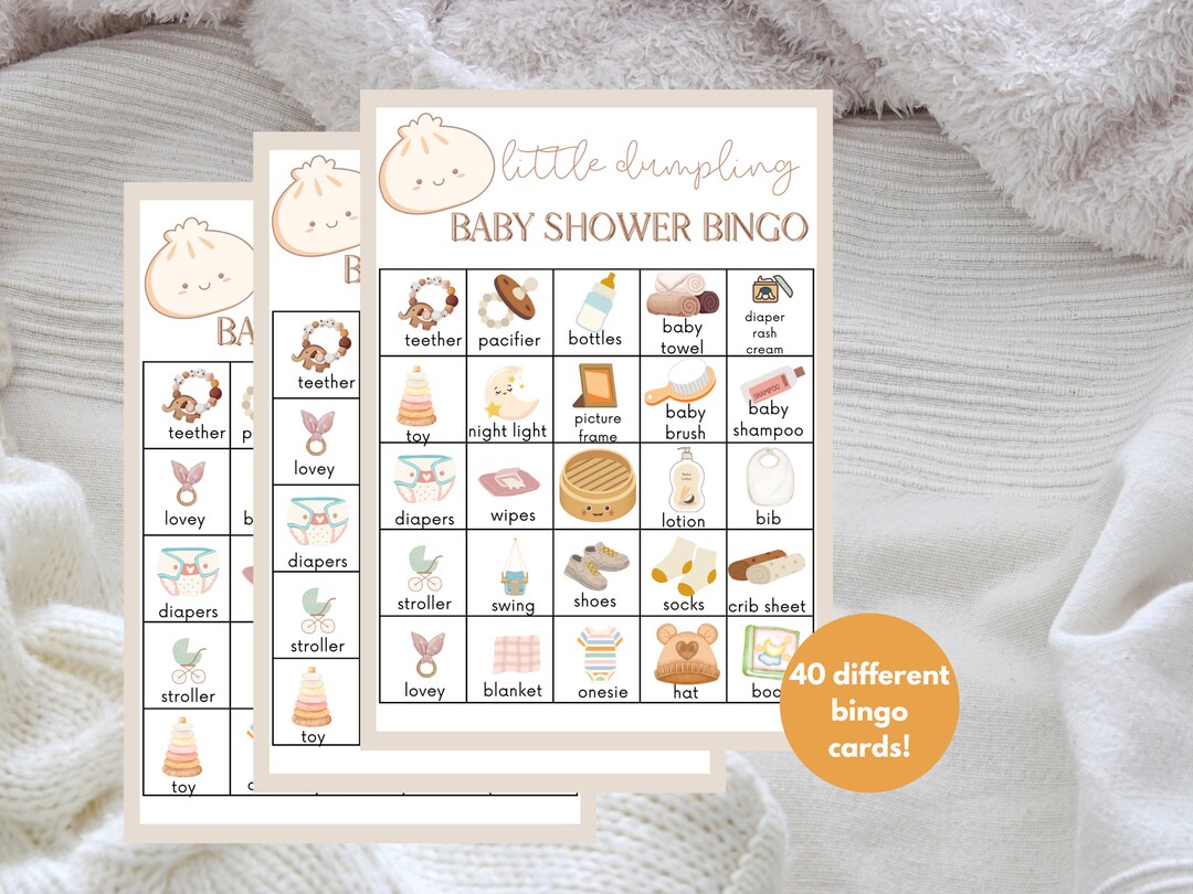 Little Dumpling Baby Shower Bingo - Baby Bingo - Baby Bingo Game - Baby ...