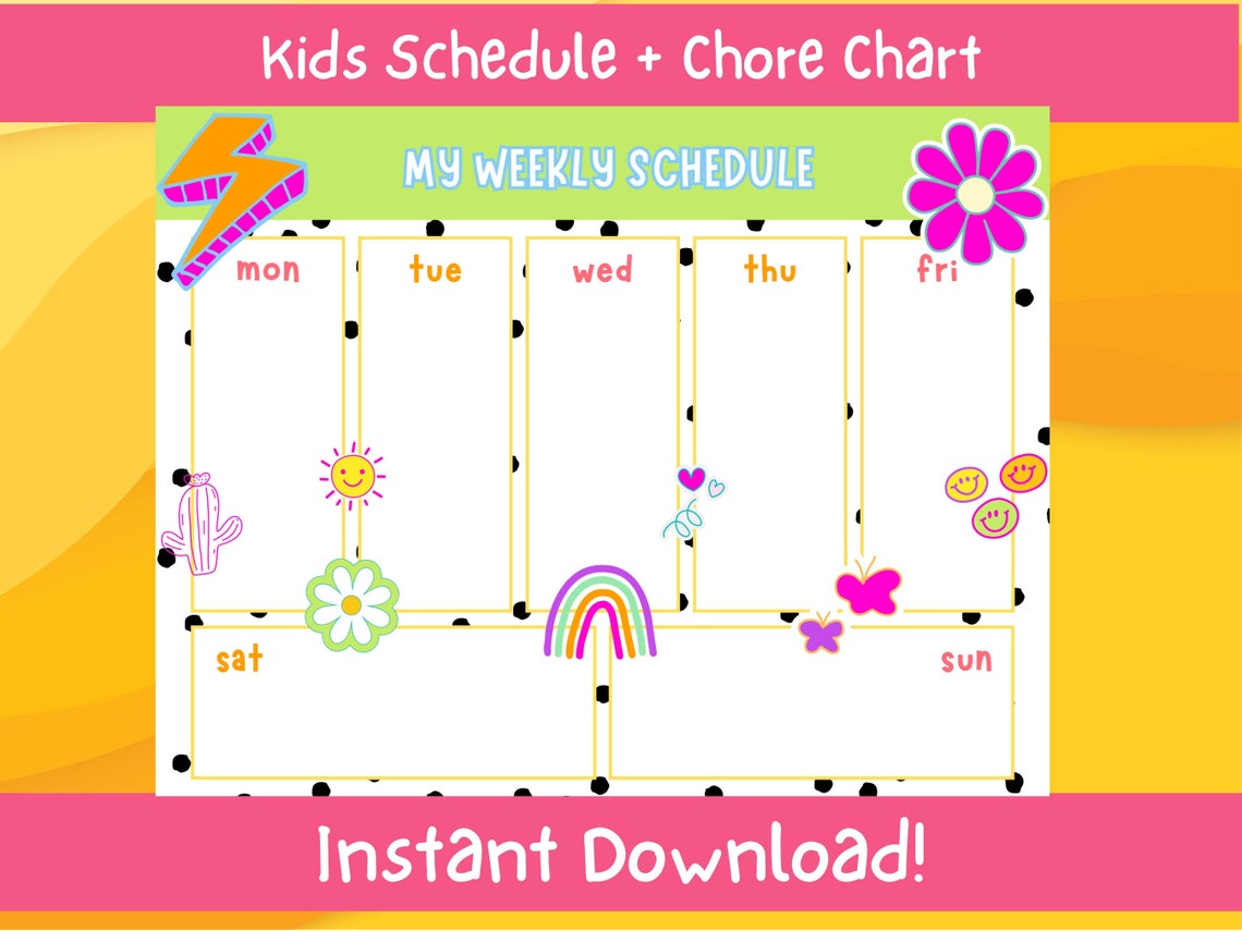 Kids Summer Schedule and Chore Chart - Homeschool Weekly Schedule ...