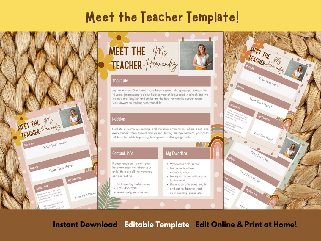 Boho Editable Meet the Teacher Template - Printable Boho Modern Design ...