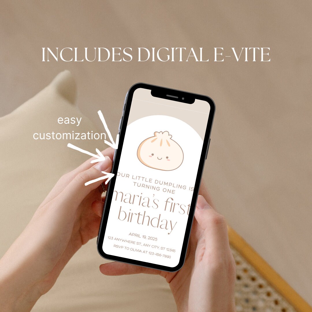 Little Dumpling Birthday First Birthday Party Invite Bao Dumpling Baby ...