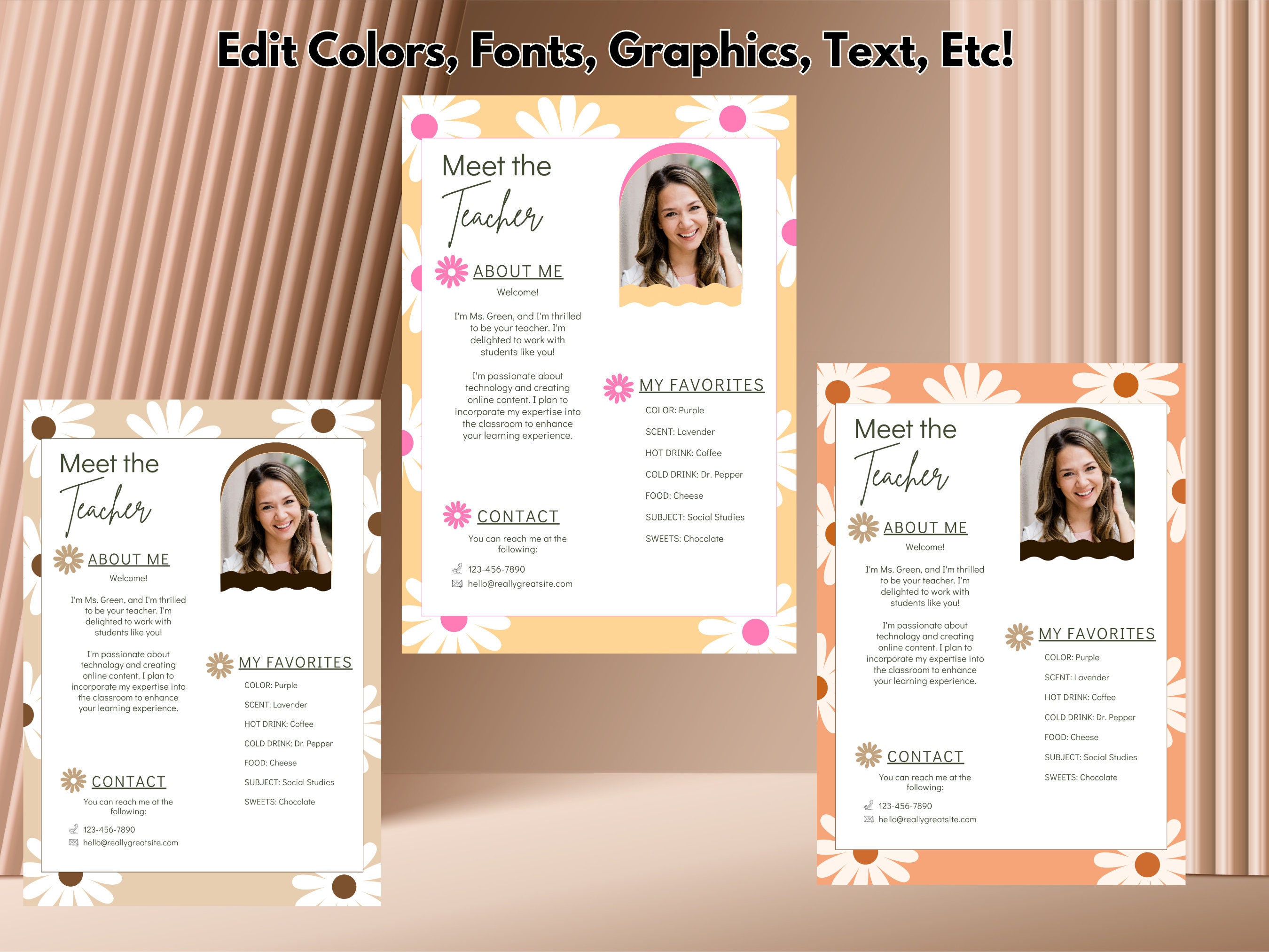 Neon Daisy Meet the Teacher Template - Elementary and Middle School ...