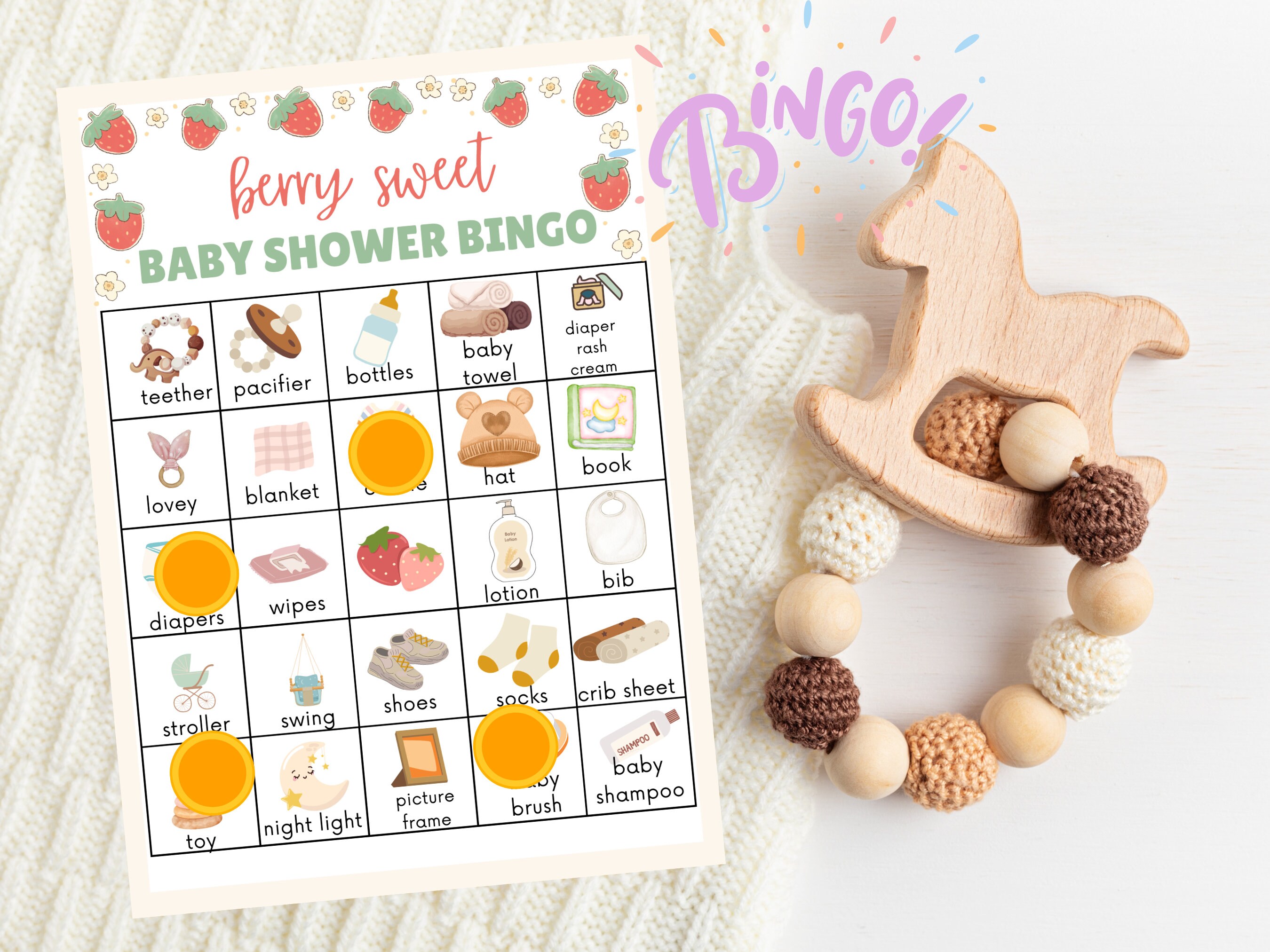 Berry Sweet Baby Shower Bingo Game - Fun and Interactive Baby Bingo ...