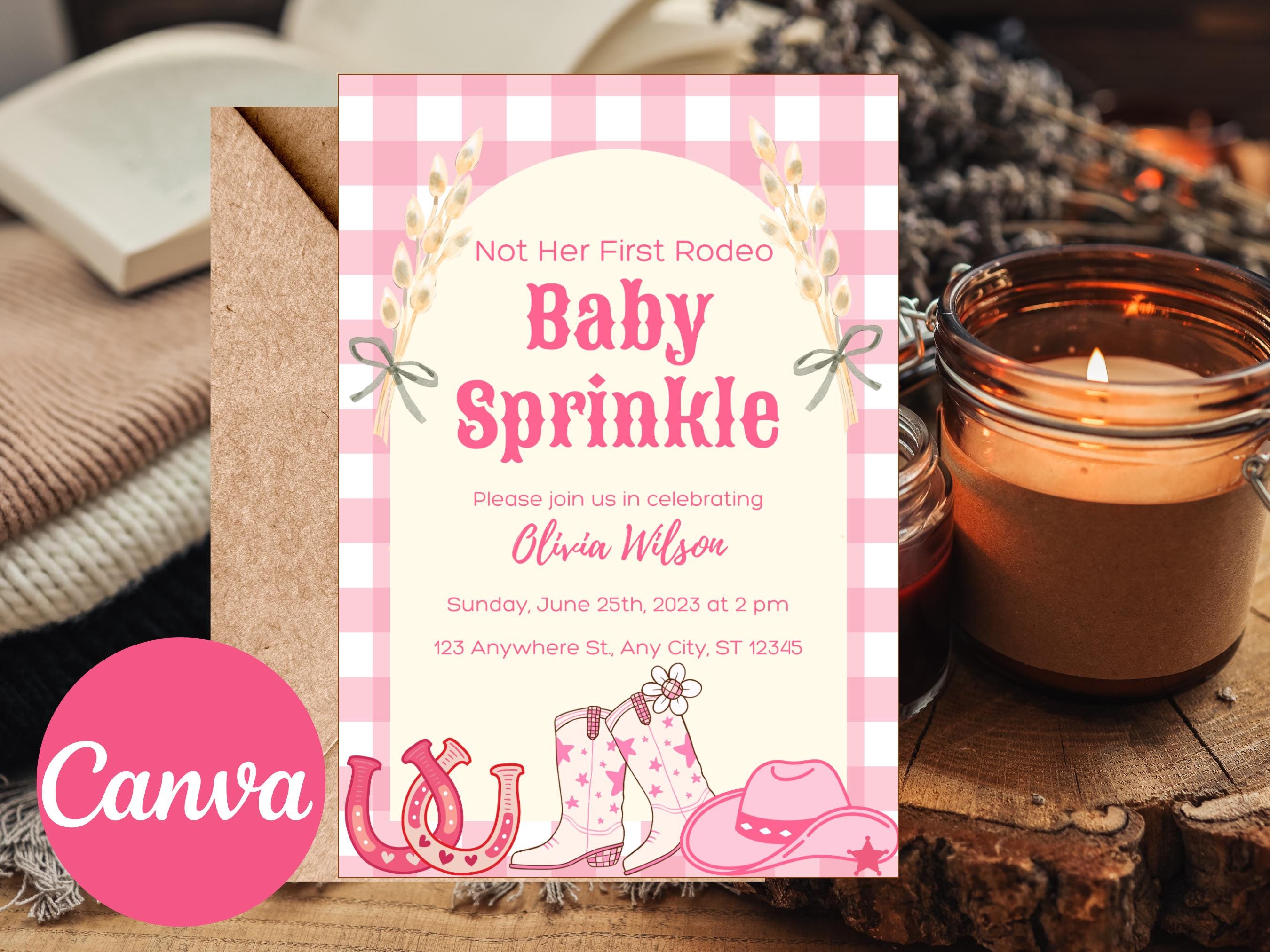 First Rodeo Baby Shower Invite - Cowgirl Theme Baby Shower Invitation ...