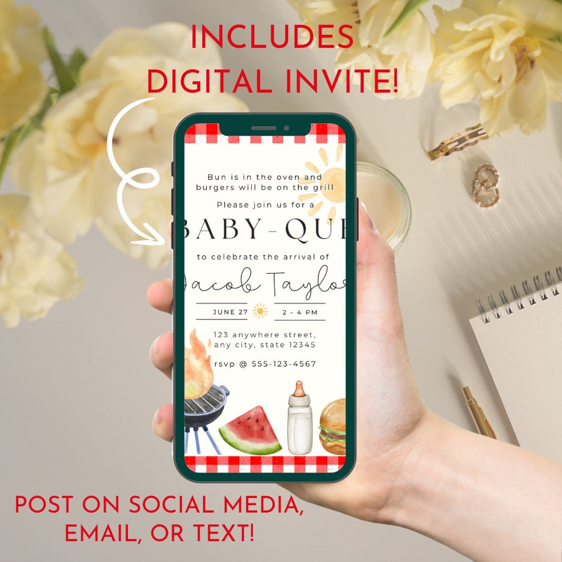 Baby-q Baby Shower Invite - Barbeque Baby Shower Invitation - Baby ...