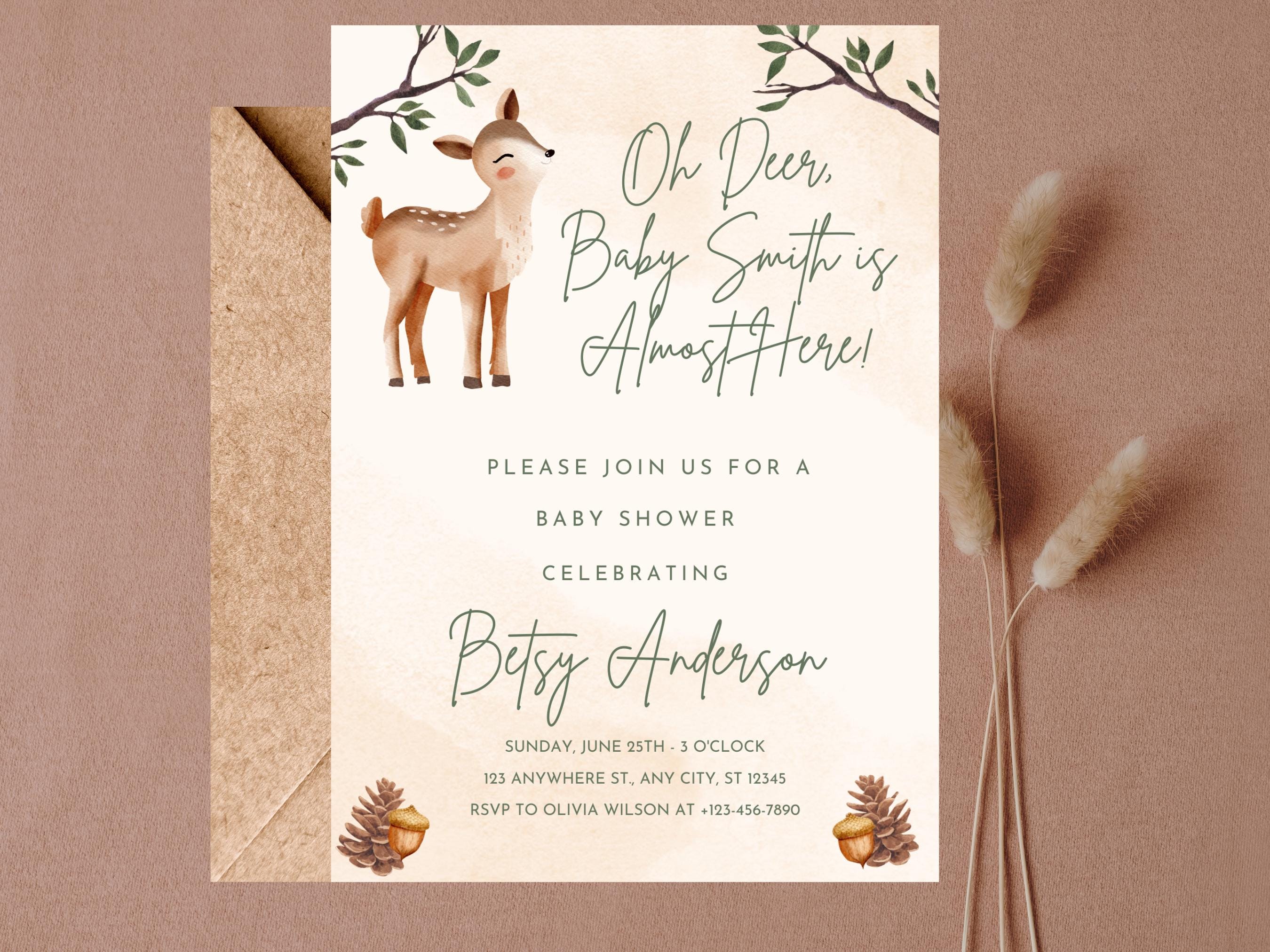 Oh Deer Baby Shower Invite - Woodland Theme Baby Shower Invitation ...