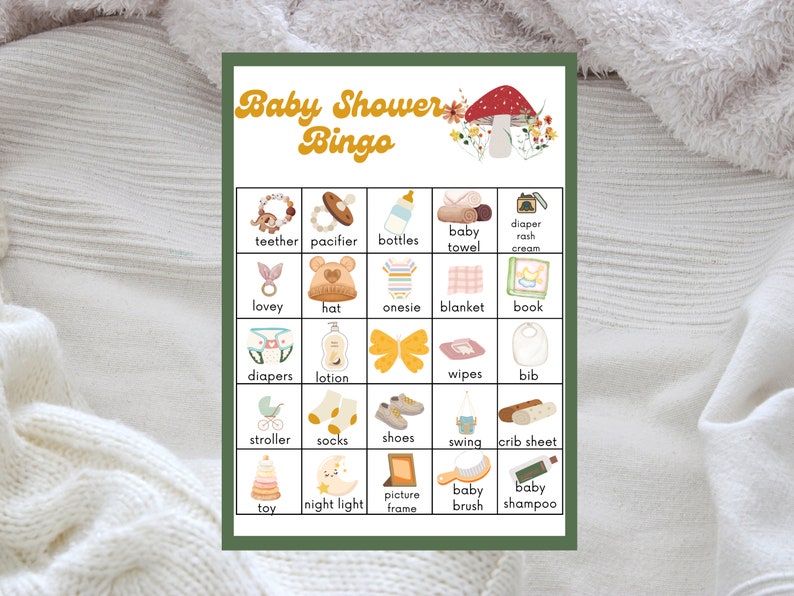Cottagecore Baby Shower Bingo Printable - Vintage Inspired Rustic ...