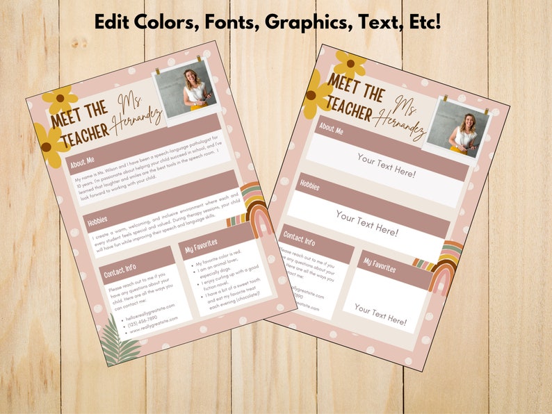 Boho Editable Meet the Teacher Template - Printable Boho Modern Design ...