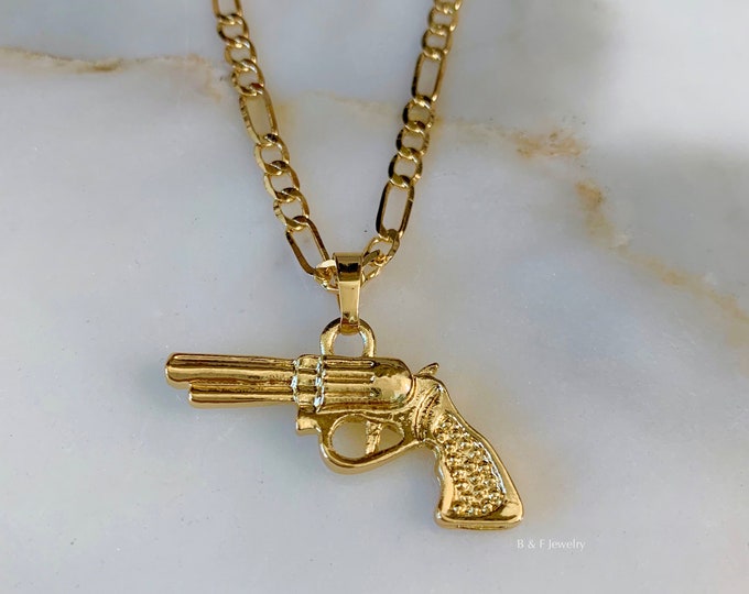 Gold Plated Gun Necklace - Etsy
