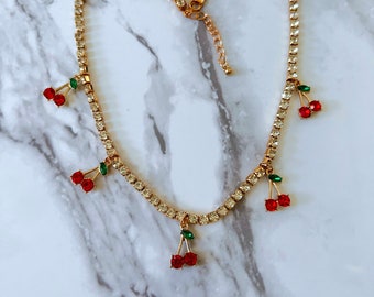 Cherry Diamond Necklace - Etsy