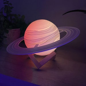 Saturn Lamp With Colored LED and Stand Night Light for Bedroom Space ...