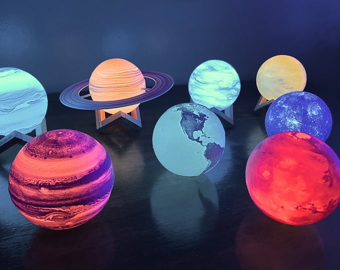 Planet Lamps With Rechargeable Multi-color LED Light, Desk Lamp Space ...