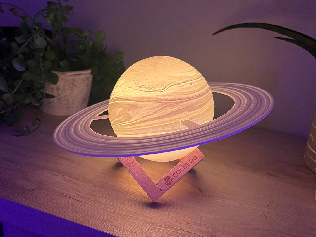 Saturn Lamp With Colored LED and Stand Night Light for Bedroom Space ...