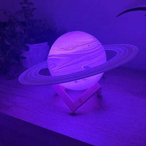 Saturn Lamp With Colored LED and Stand Night Light for Bedroom Space ...
