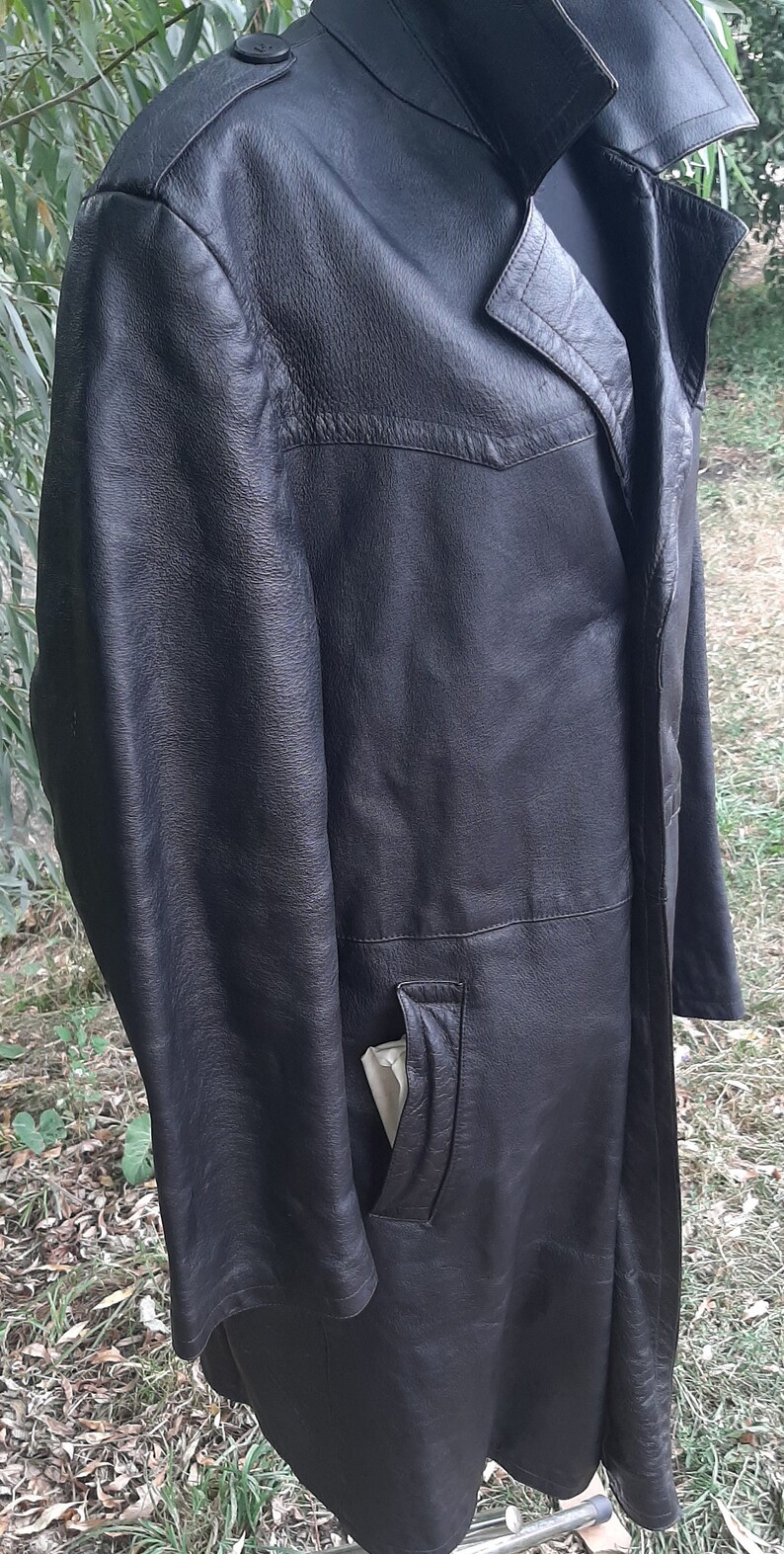 Soviet Army Military Black Leather Cloak KGB USSR - Etsy