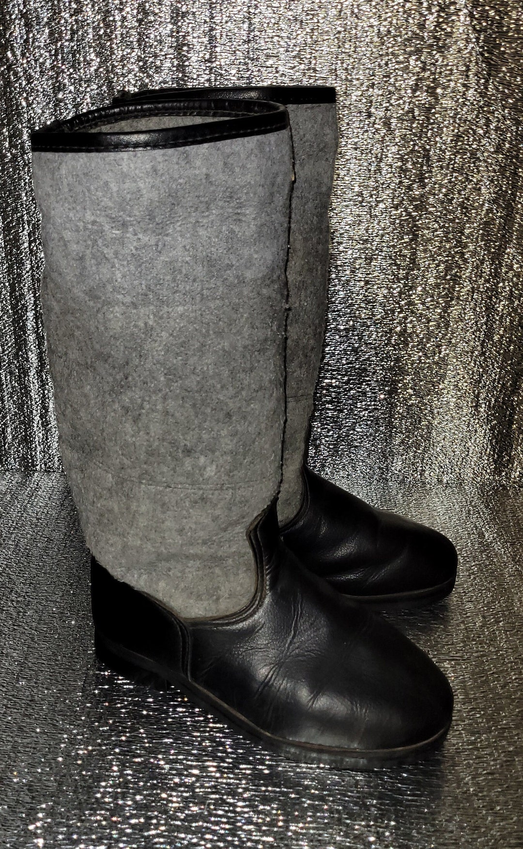 Vintage Northern Winter Felt Boots, Leather Base, 1970s Rare Insulated ...