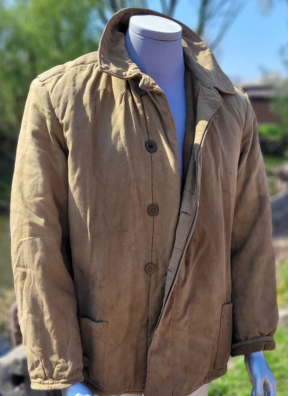 Soviet military quilted jacket combat pea coat army U… - Gem