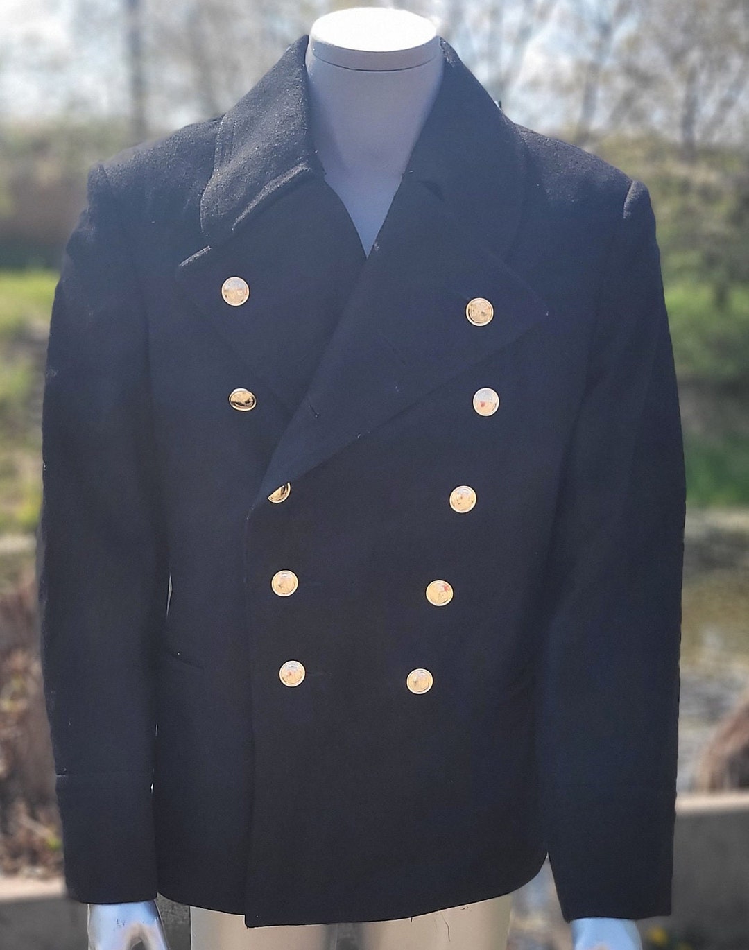 Vintage Short Wool Peacoat, Rare Old Era Eastern Europe, Classic Double ...