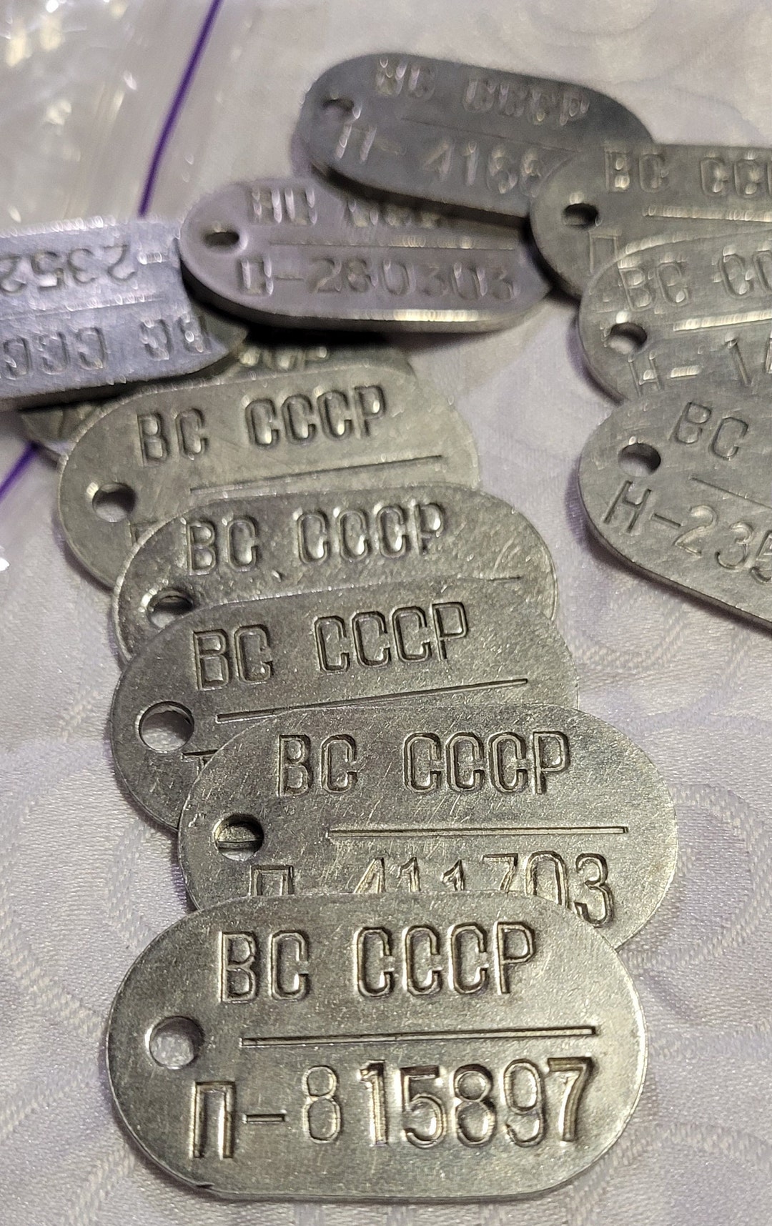 Vintage 1980s Metal Identification Tags, USSR Stamped Collectible ...