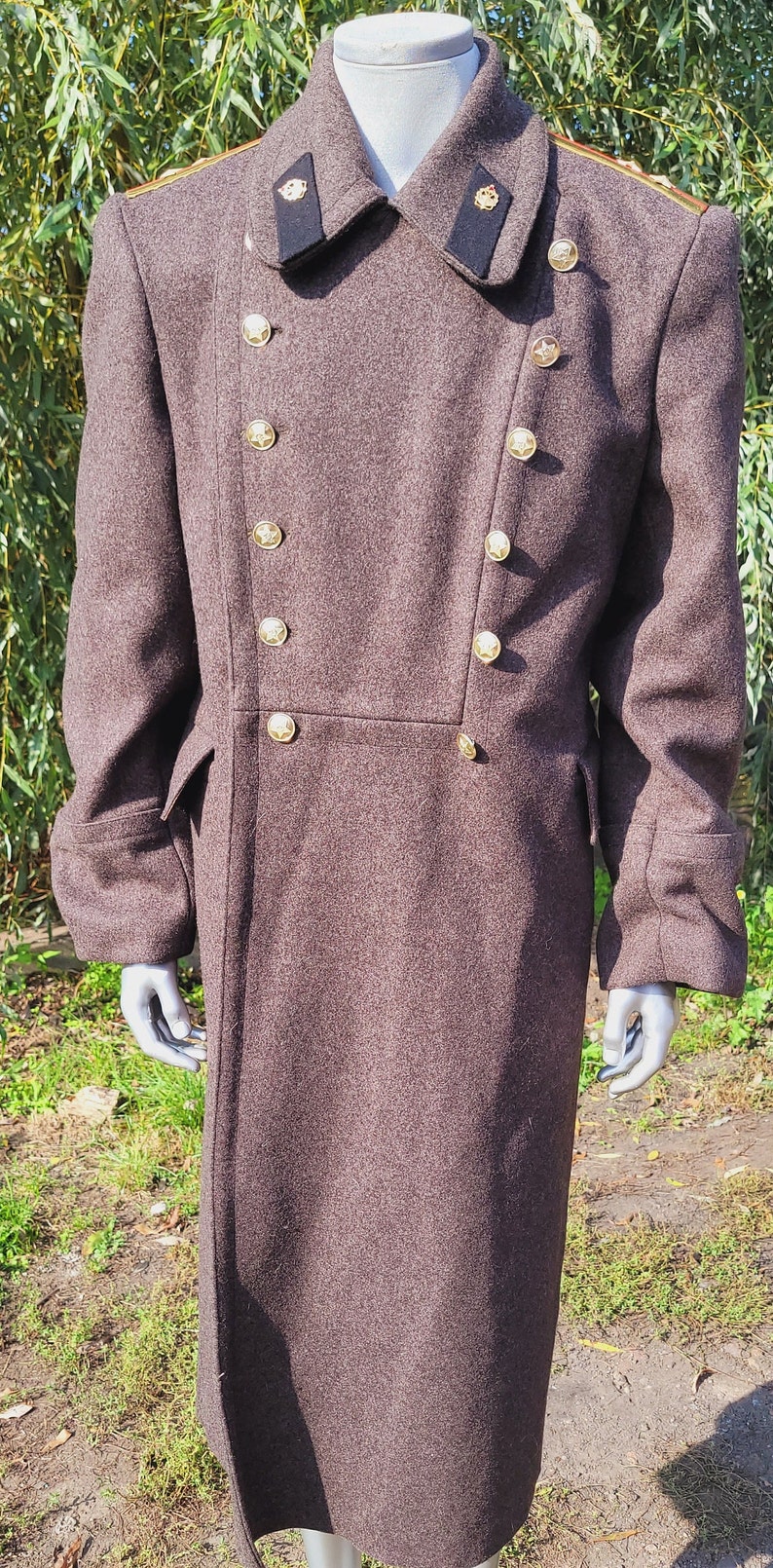 Vintage Wool Long Overcoat, Classic Old-era Double-breasted Style, Rare ...