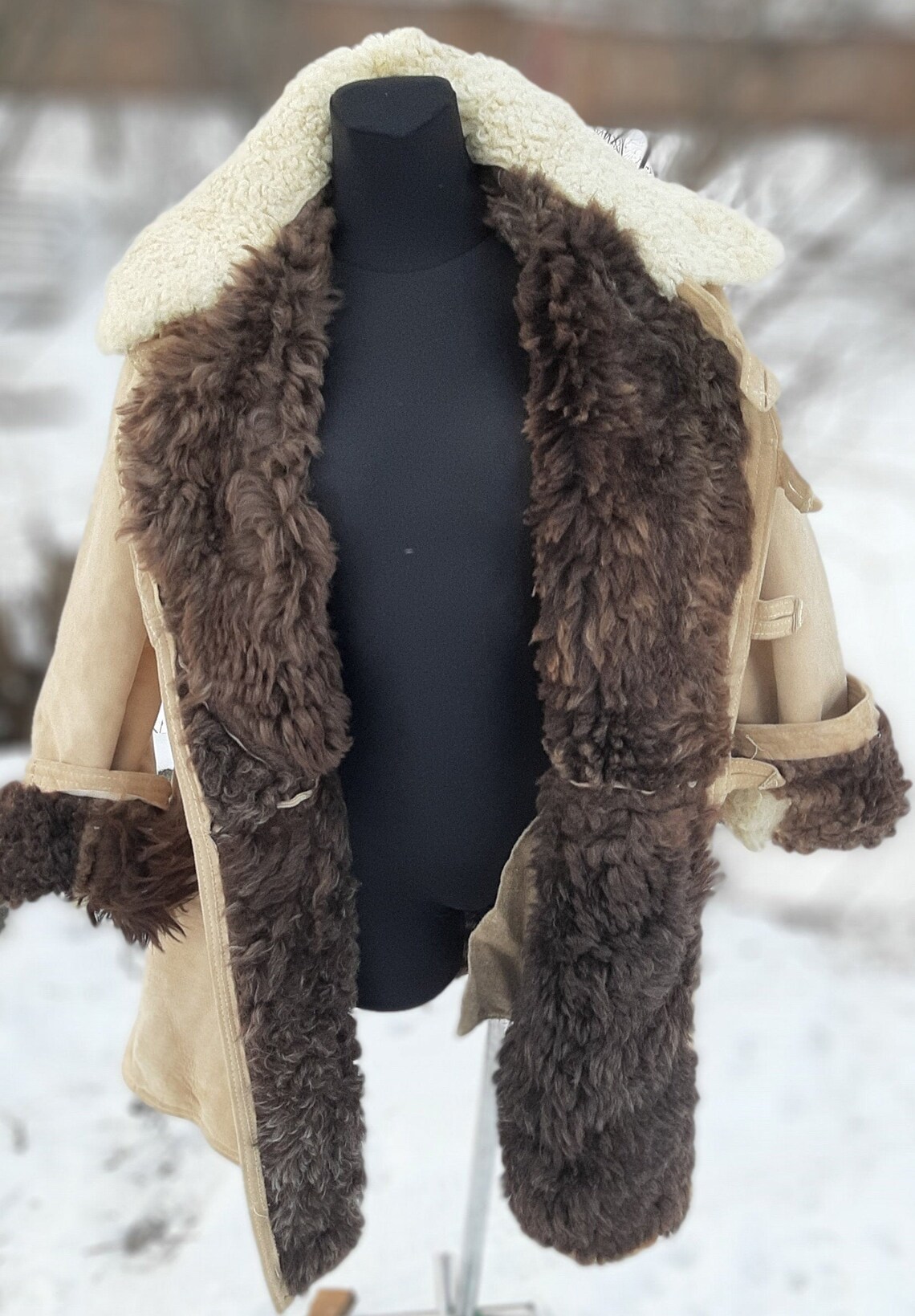 Vintage Soviet USSR Suede Winter Coat Bekesha, Classic Old-era Warm ...