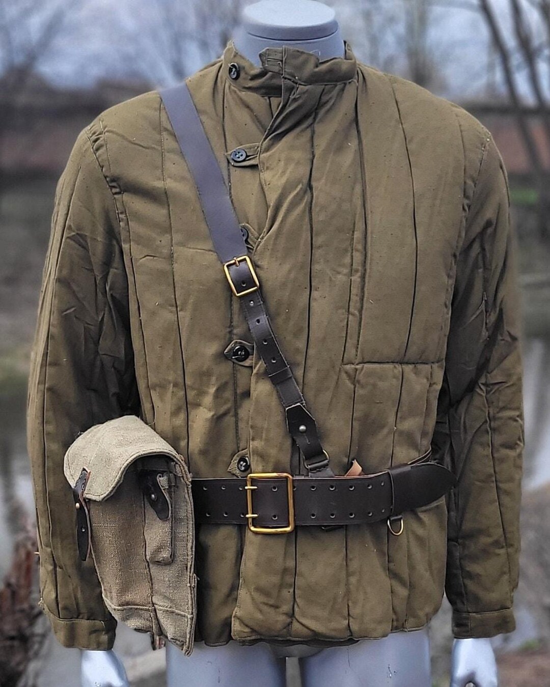 Vintage 1980s Telogreika Quilted Jacket, Olive Cotton USSR Soviet ...