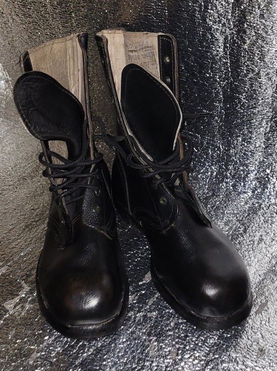 Vintage Rare 1990s Army Lace-Up Combat Leather Combat… - Gem