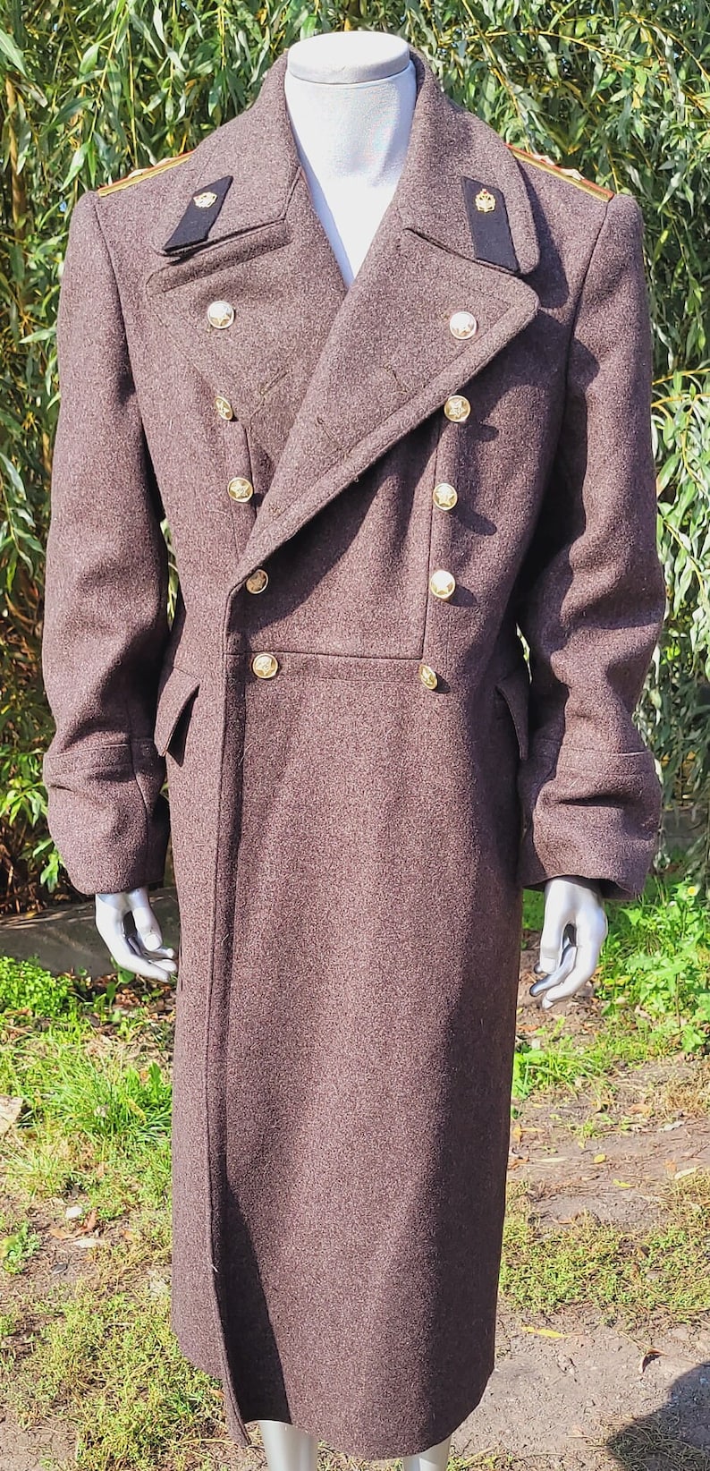 Vintage Wool Long Overcoat, Classic Old-era Double-breasted Style, Rare ...