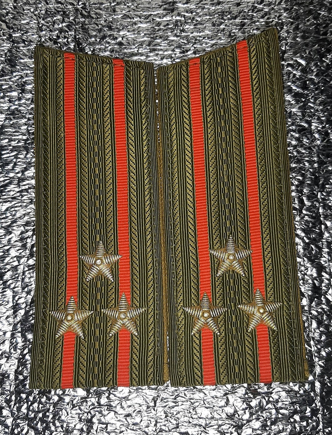 Vintage Collectible Shoulder Boards With Stars, Gold and Red Pattern ...