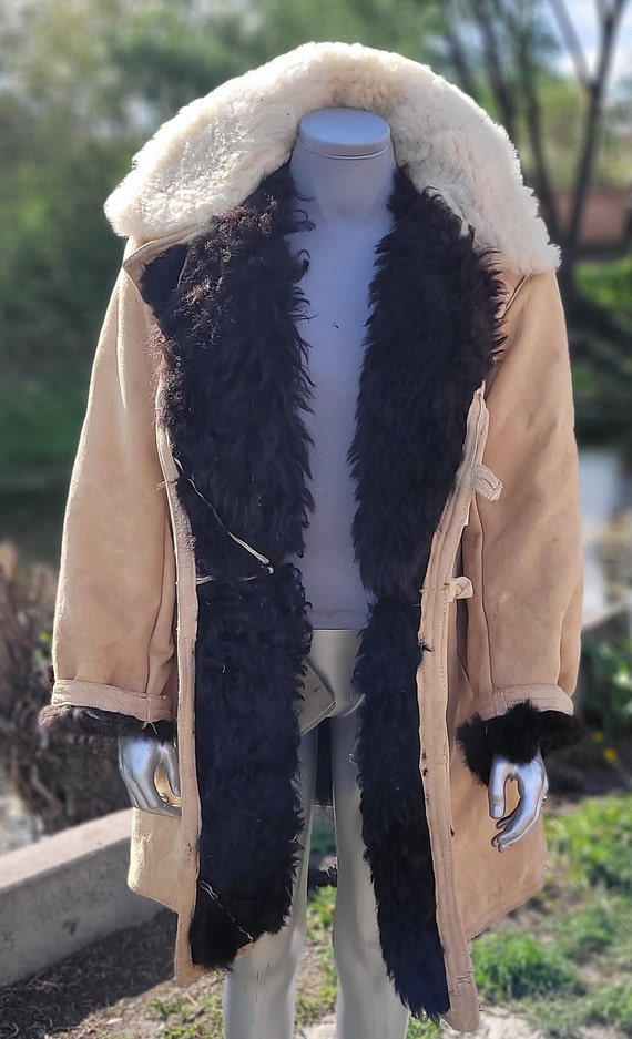 Soviet military rare fur coat natural sheepskin army … - Gem