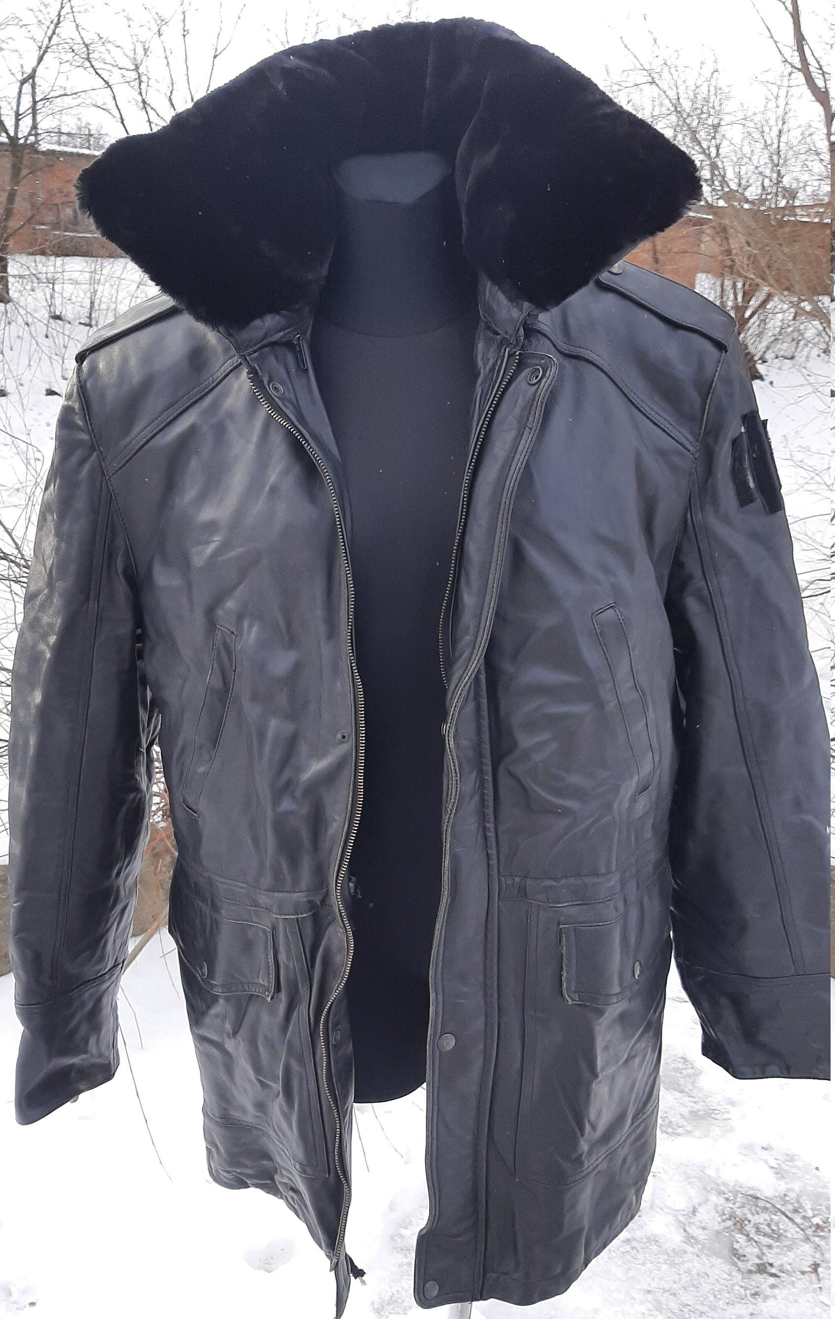 Russian Leather Police Jacket | Etsy UK