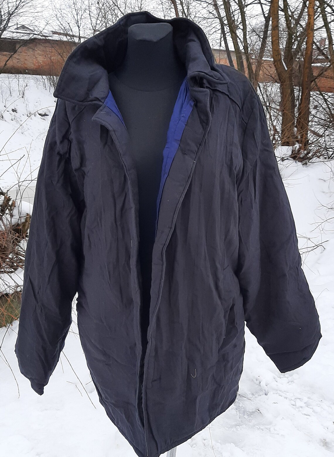 Russian black jacket FUFAIKA Russian winter warm jacket | Etsy