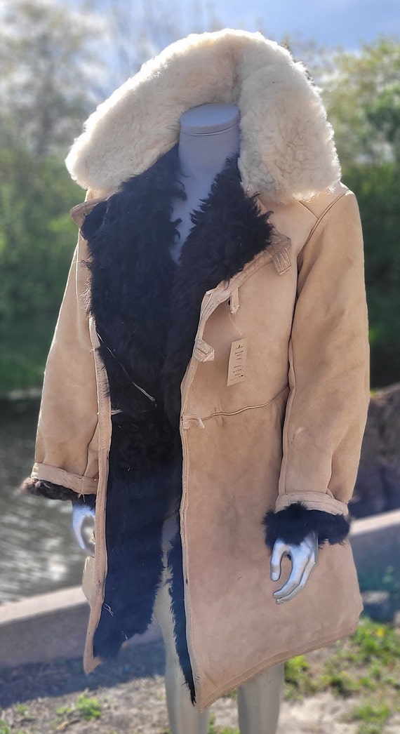 Soviet military rare fur coat natural sheepskin army … - Gem