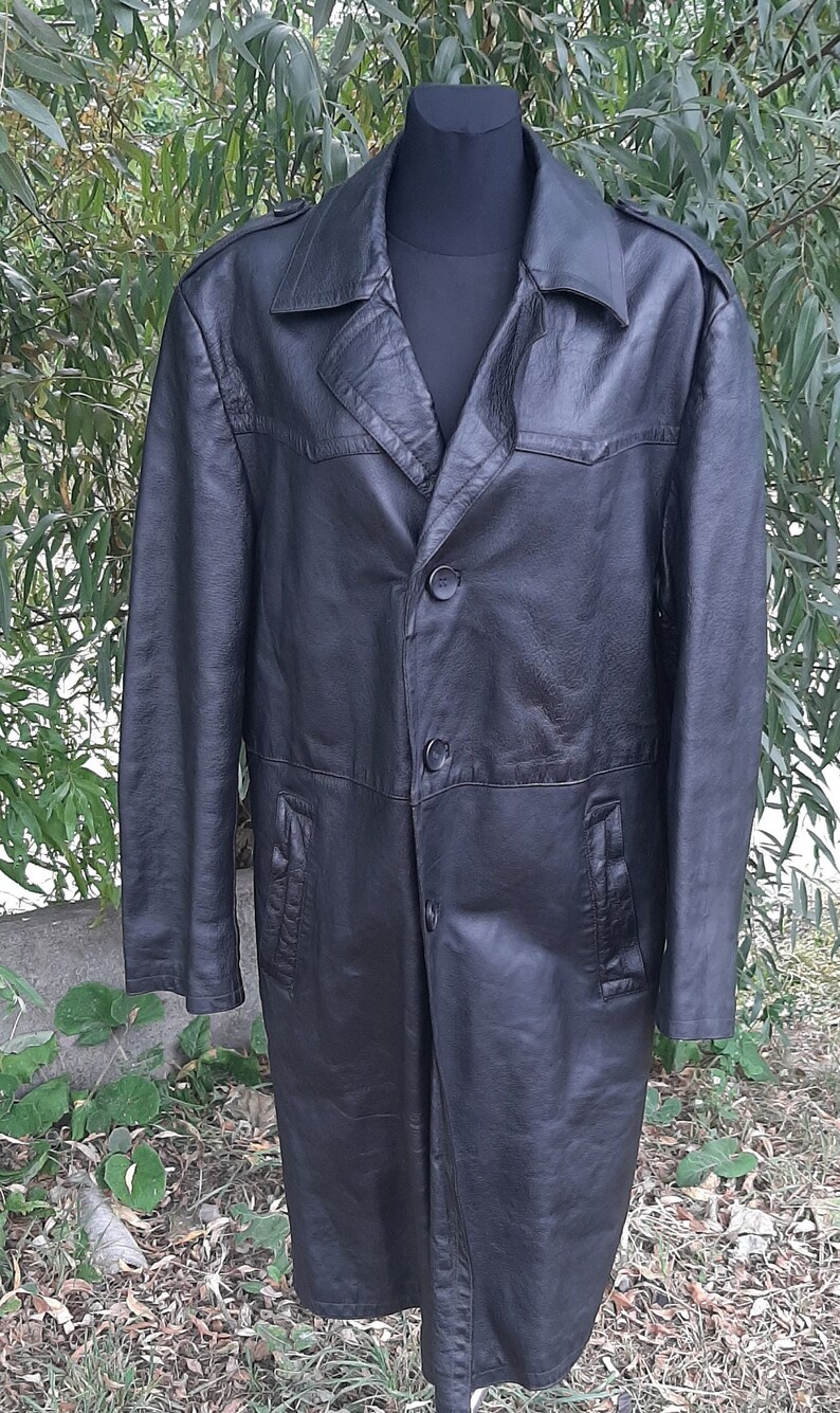 Soviet Army Military Black Leather Cloak KGB USSR - Etsy