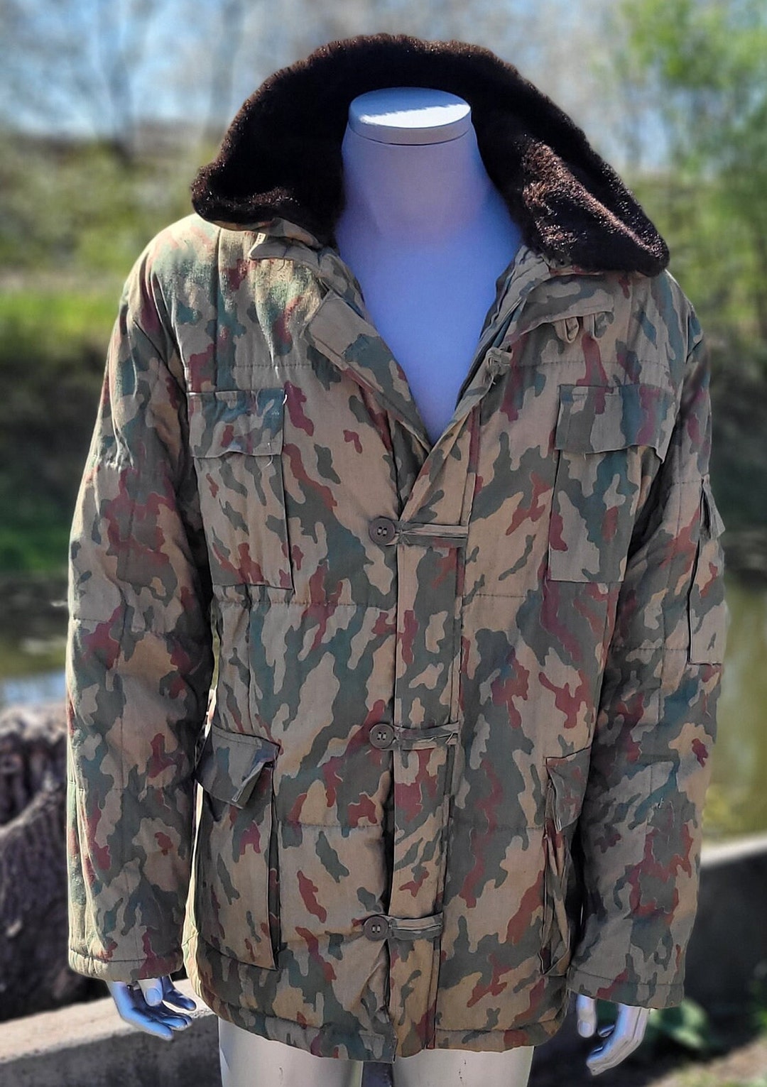 Vintage Rare Soviet Quilted Jacket Army Camouflage Pea Jacket FLORA of ...