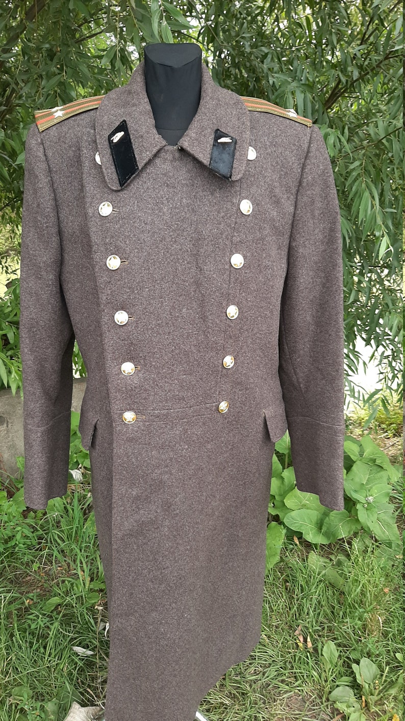 Soviet USSR Military Army Officer Wool Overcoat Brown Heavy Winter ...