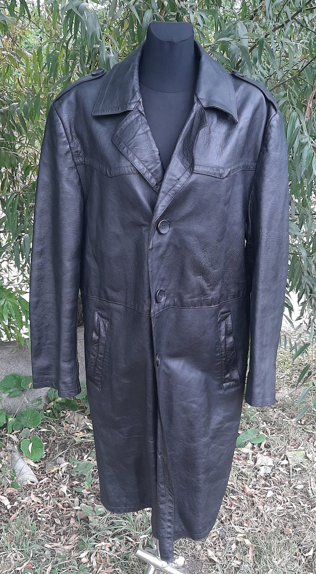 Soviet Army Military Black Leather Cloak KGB USSR - Etsy