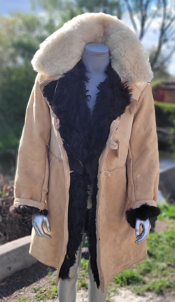 Soviet military rare fur coat natural sheepskin army … - Gem