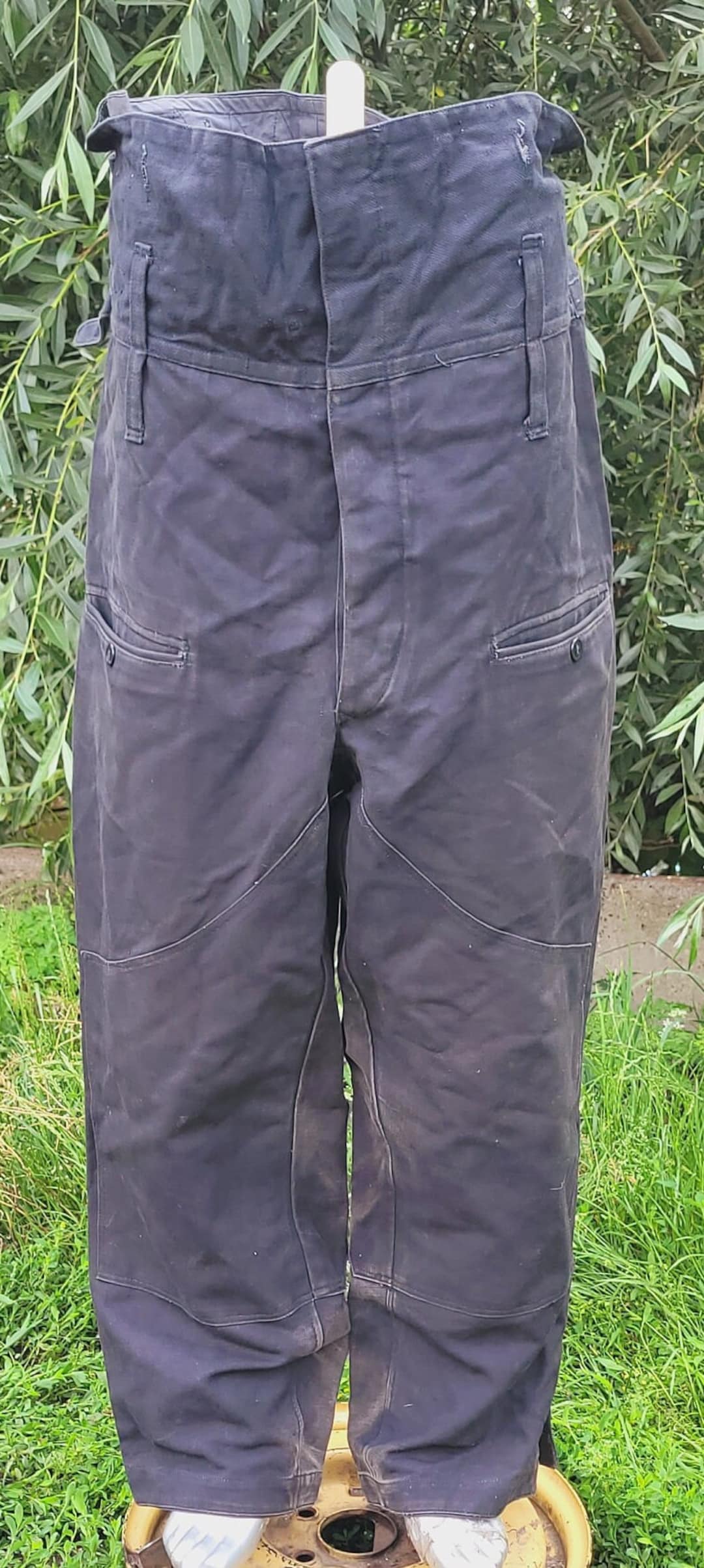 Vintage 1980s Black Insulated Trousers, USSR Winter Workwear Overpants ...