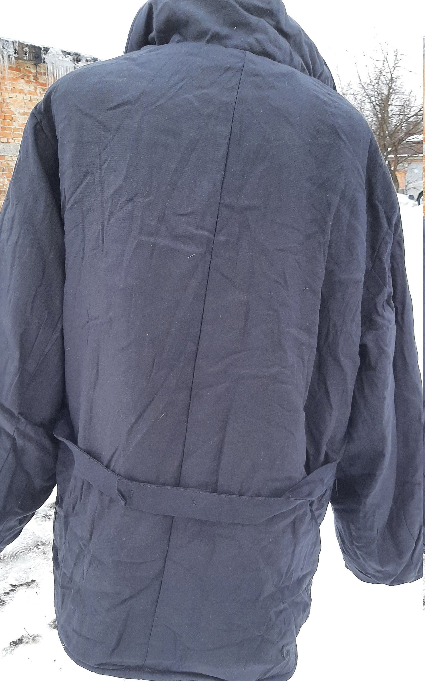 Russian black jacket FUFAIKA Russian winter warm jacket | Etsy