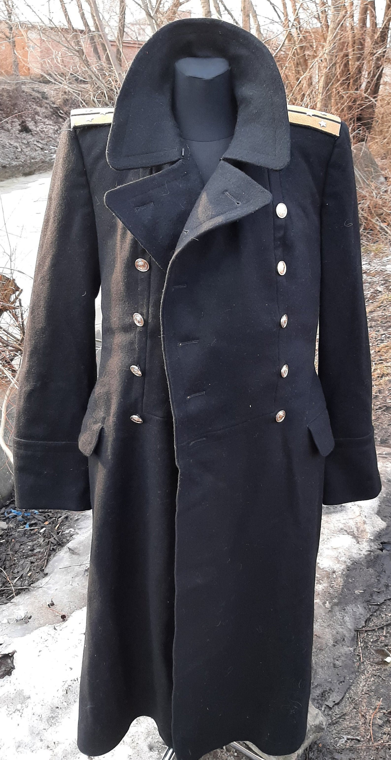 Military black Soviet heavy woolen coat Navy USSR | Etsy